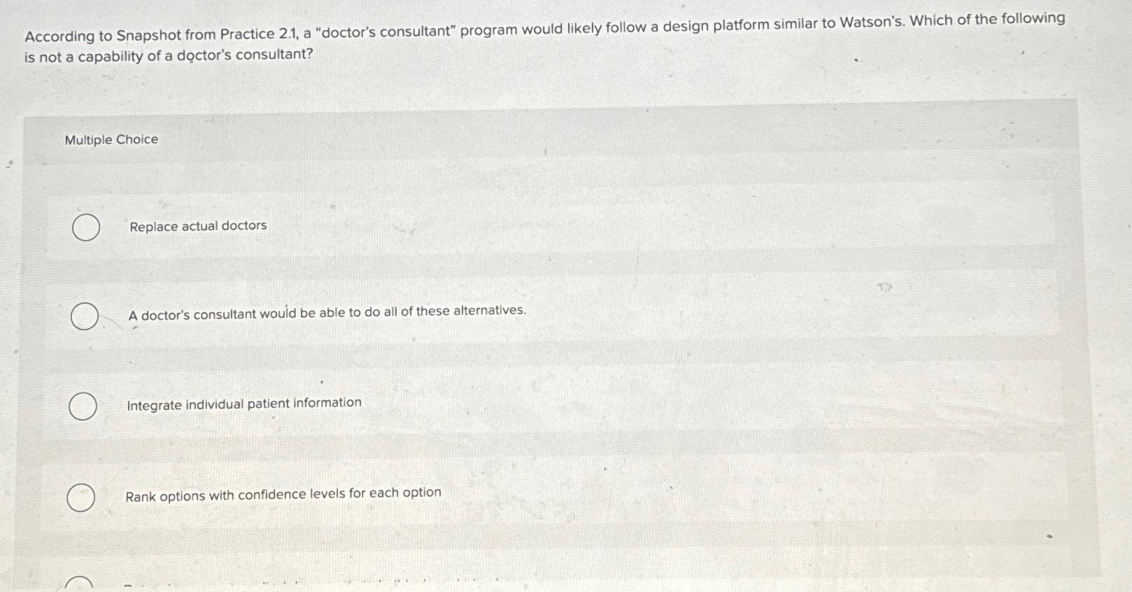 Solved According to Snapshot from Practice 2.1, ﻿a "doctor's | Chegg.com