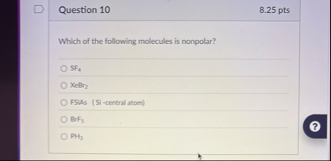 Solved Question 108.25 ﻿ptsWhich of the following molecules | Chegg.com