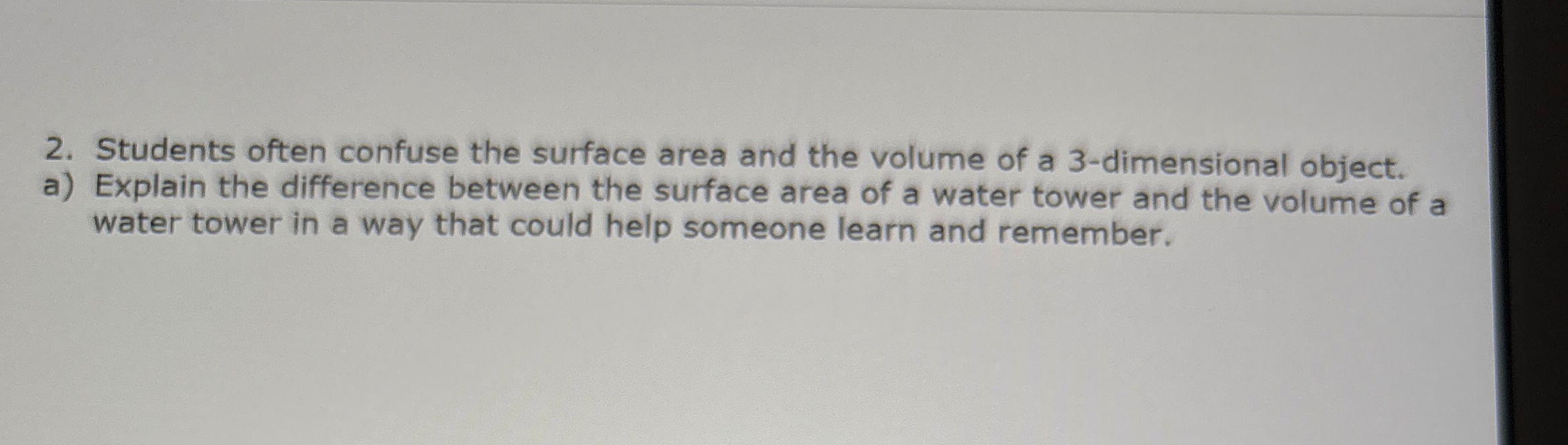 Students often confuse the surface area and the | Chegg.com