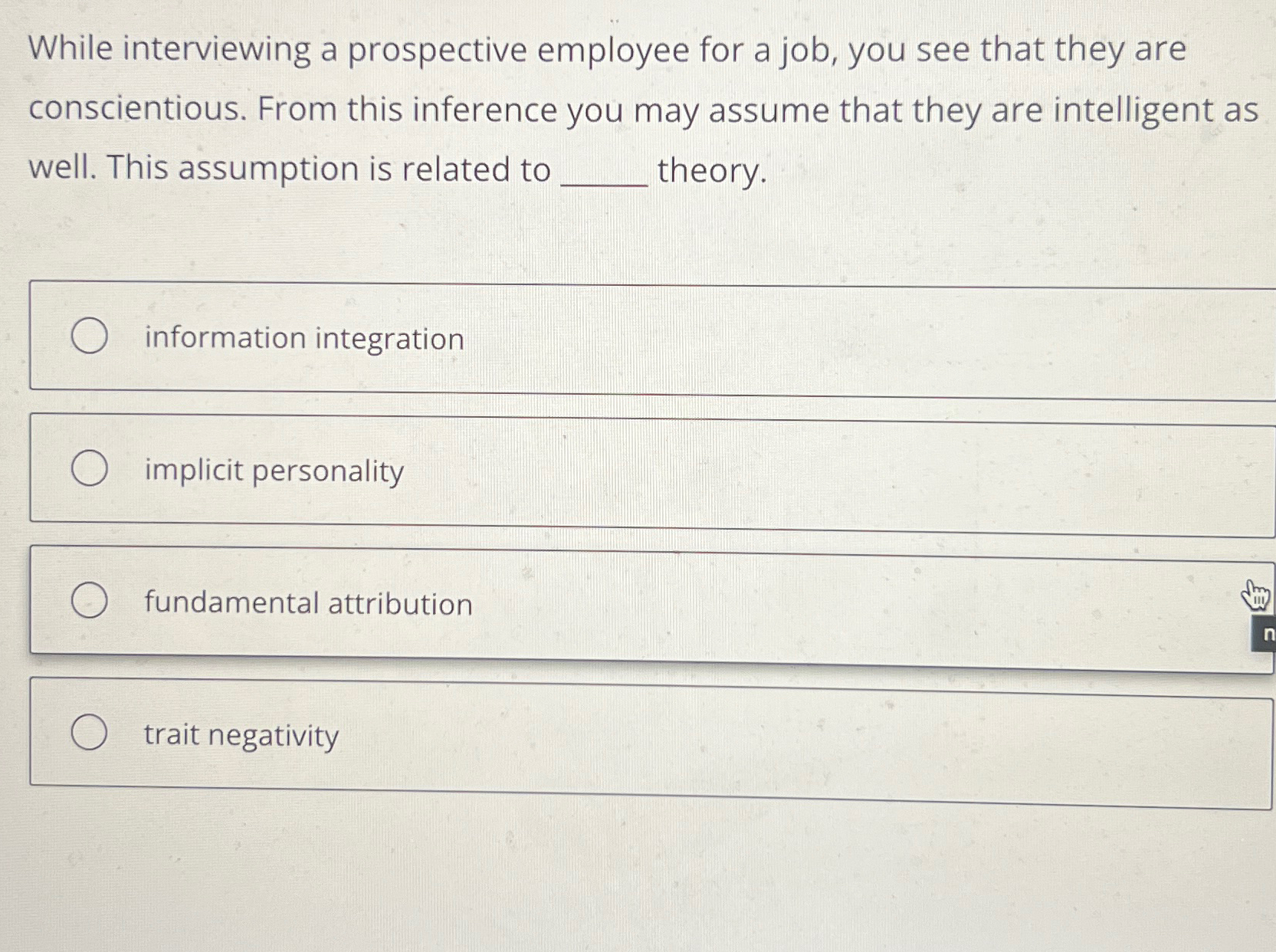 Solved While interviewing a prospective employee for a job, | Chegg.com