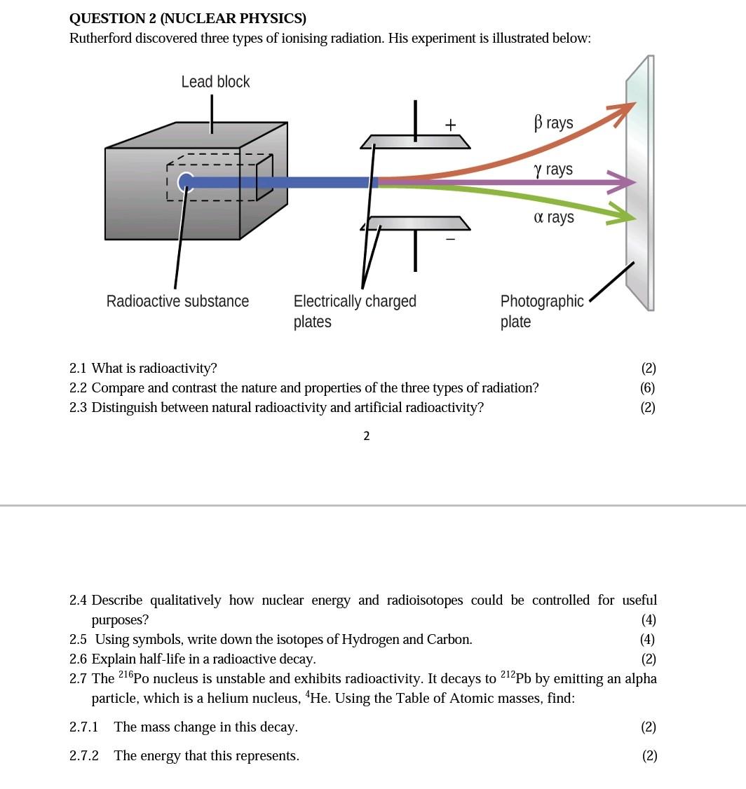 Solved QUESTION 2 (NUCLEAR PHYSICS) Rutherford discovered | Chegg.com