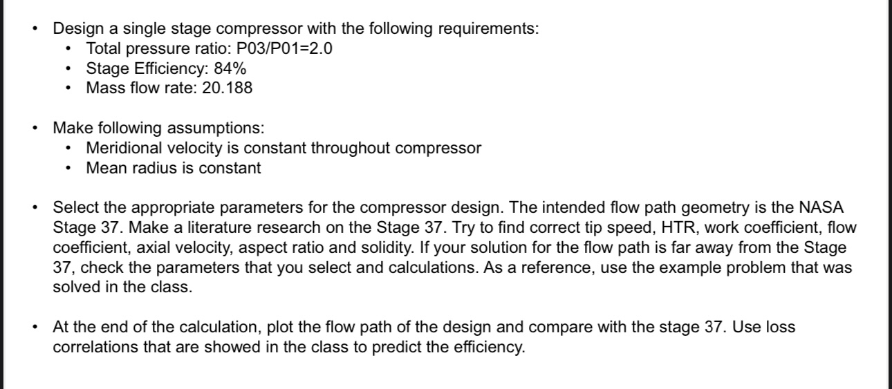 Design a single stage compressor with the following | Chegg.com