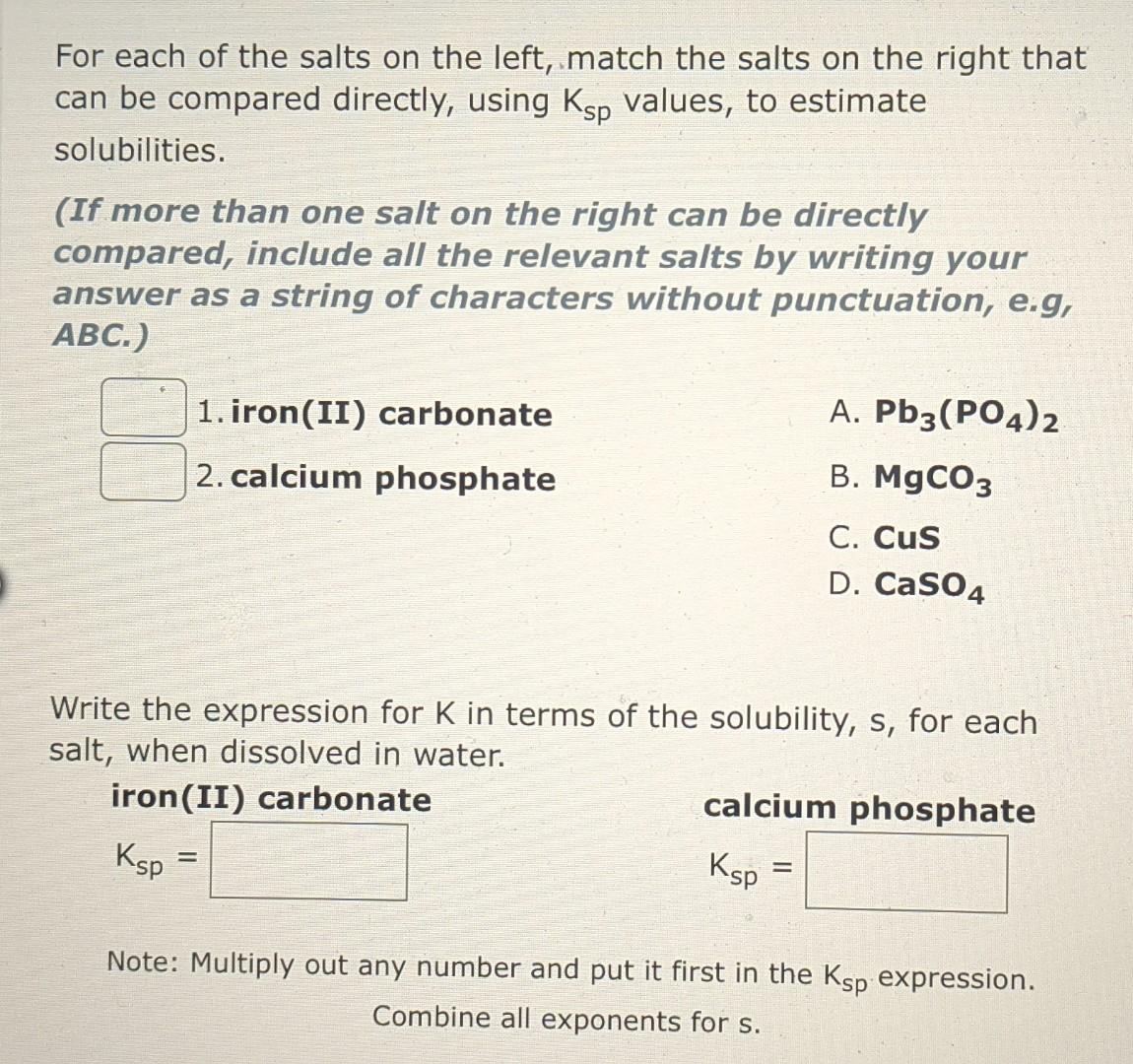Solved Consider these compounds: A. Zn3(PO4)2 B. Fe2S3 C. | Chegg.com