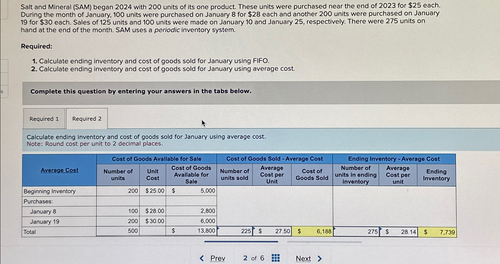 Solved Salt and Mineral (SAM) ﻿began 2024 ﻿with 200 ﻿units | Chegg.com