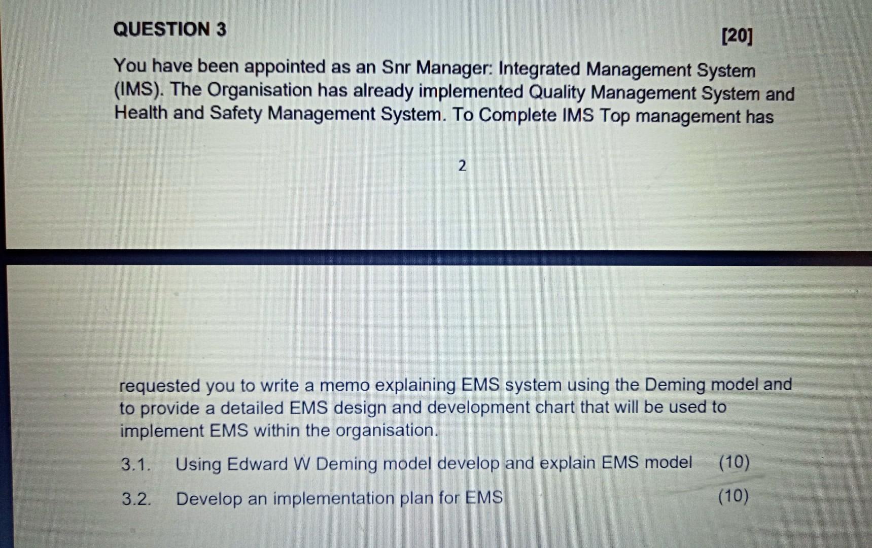 Solved You have been appointed as an Snr Manager: Integrated | Chegg.com