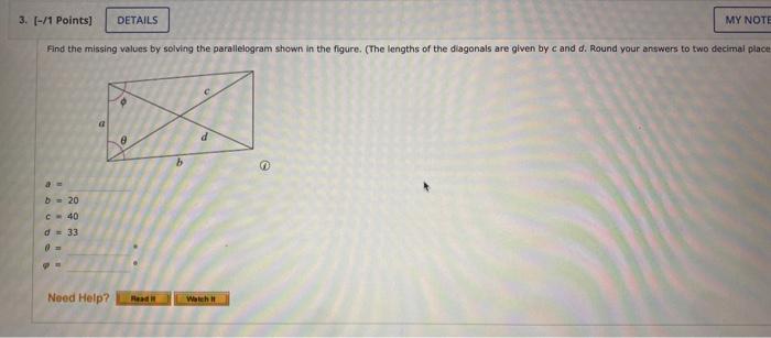Solved Find the missing values by solving the parallelogram | Chegg.com