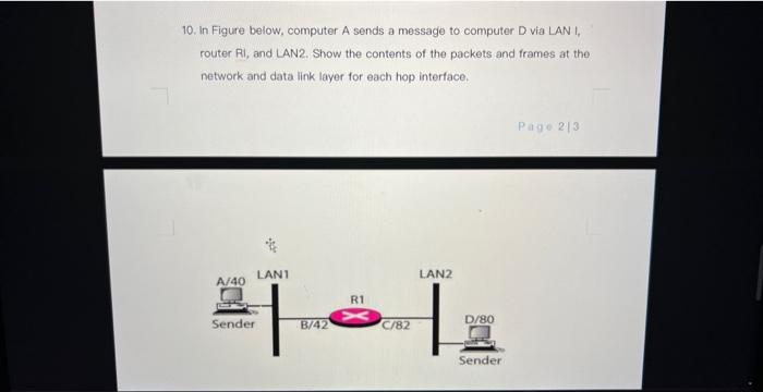 Solved 10. In Figure below, computer A sends a message to | Chegg.com