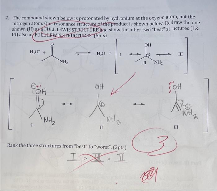 Solved 2. The compound shown below is protonated by | Chegg.com