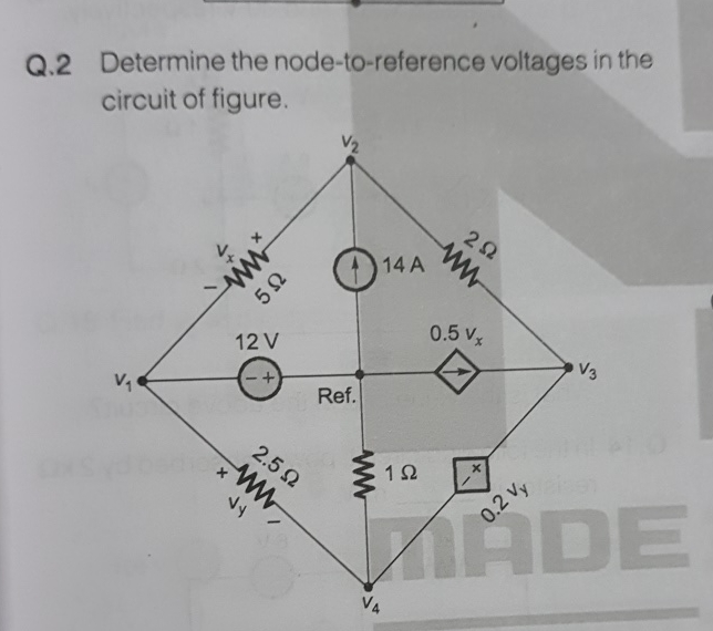 Solved Q. 2 ﻿Determine the node-to-reference voltages in the | Chegg.com