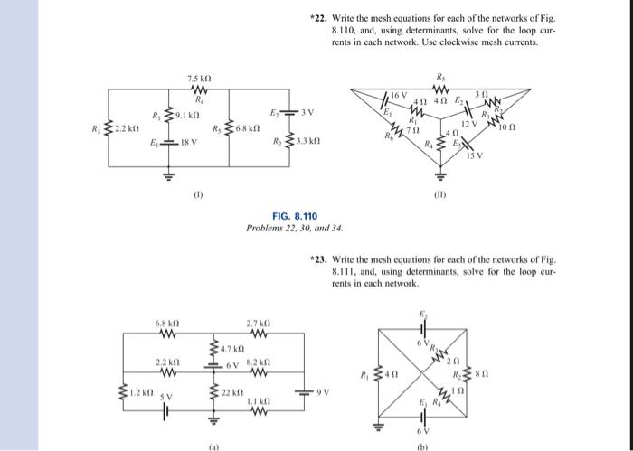 Solved *22. Write the mesh equations for each of the | Chegg.com