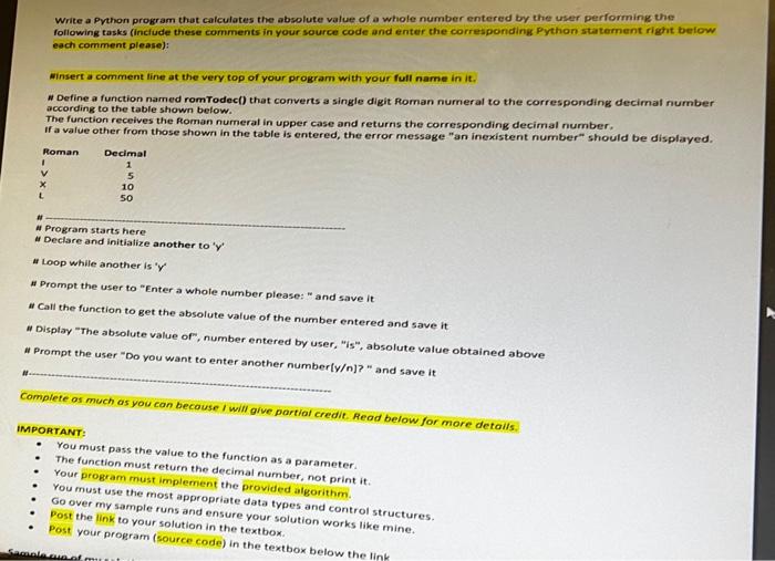 Solved Write a Pvthon program that calculates the absolute | Chegg.com