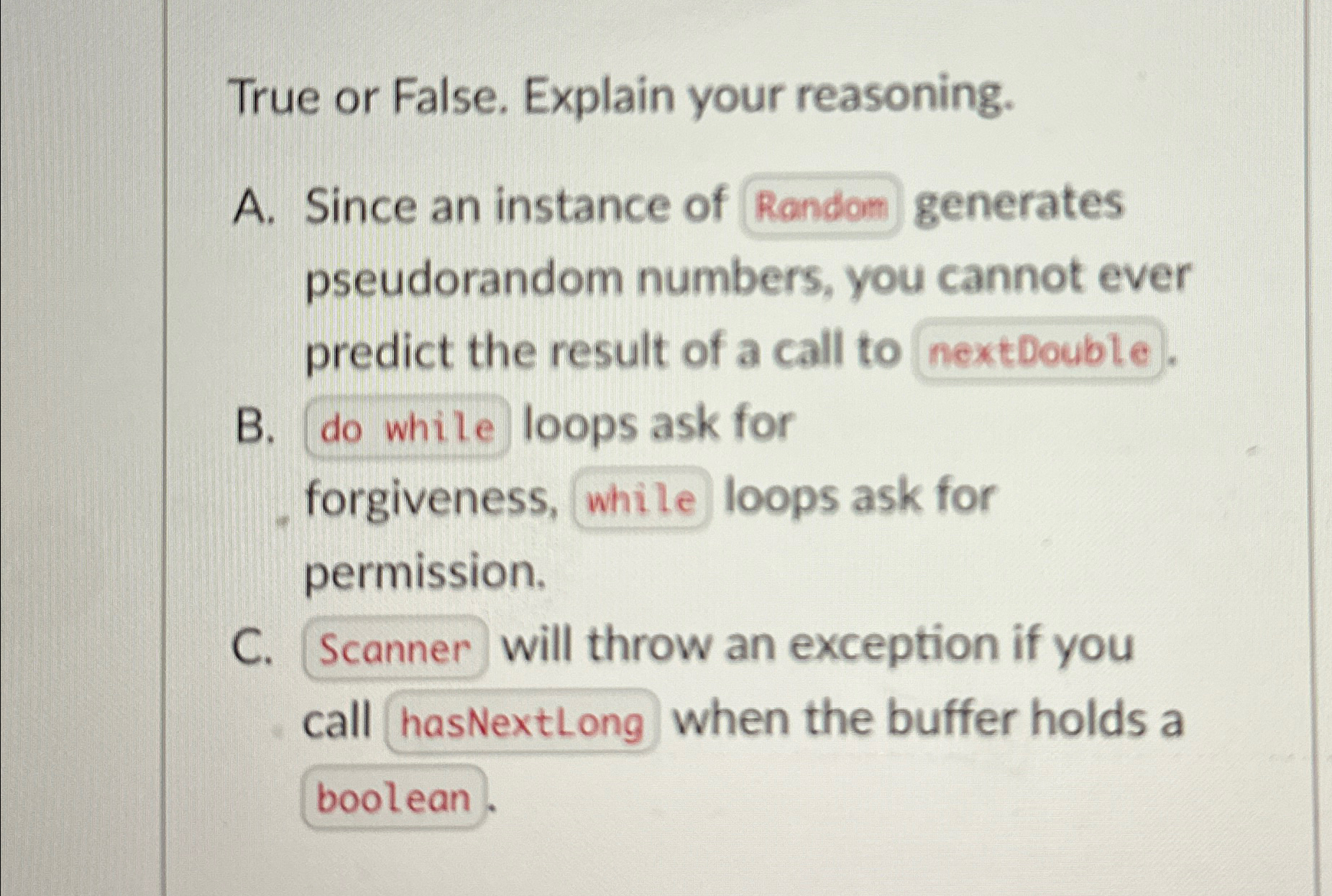 Solved True or False. Explain your reasoning.A. ﻿Since an | Chegg.com