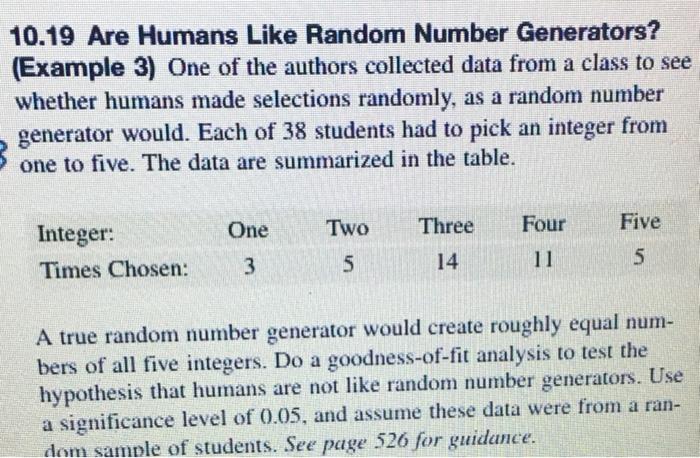 Solved 10.19 Are Humans Like Random Number Generators? | Chegg.com