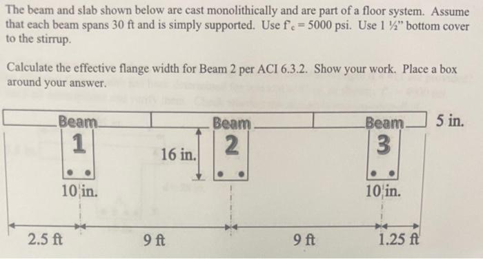 Solved The beam and slab shown below are cast monolithically | Chegg.com