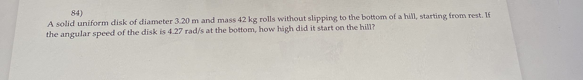 Solved A solid uniform disk of diameter 3.20 ﻿m and mass 42 | Chegg.com