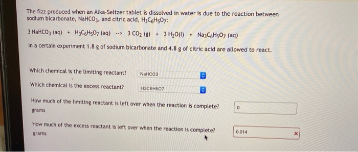 Solved The fizz produced when an Alka-Seltzer tablet is | Chegg.com