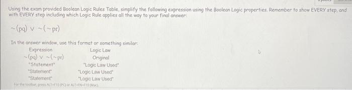 Solved Using the exam provided Boolean Logic Rules Table, | Chegg.com