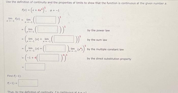 Solved Use the definition of continuity and the properties | Chegg.com