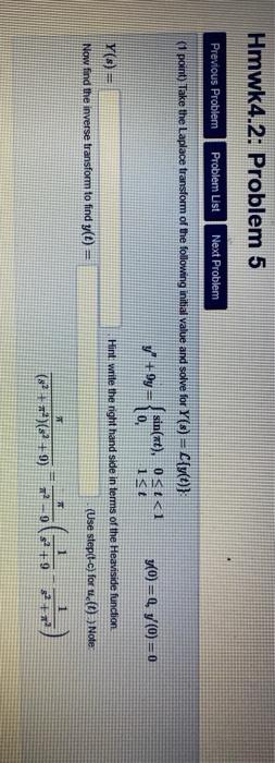 Solved Hmwk4.2: Problem 5 Previous Problem Problem Ust Next | Chegg.com