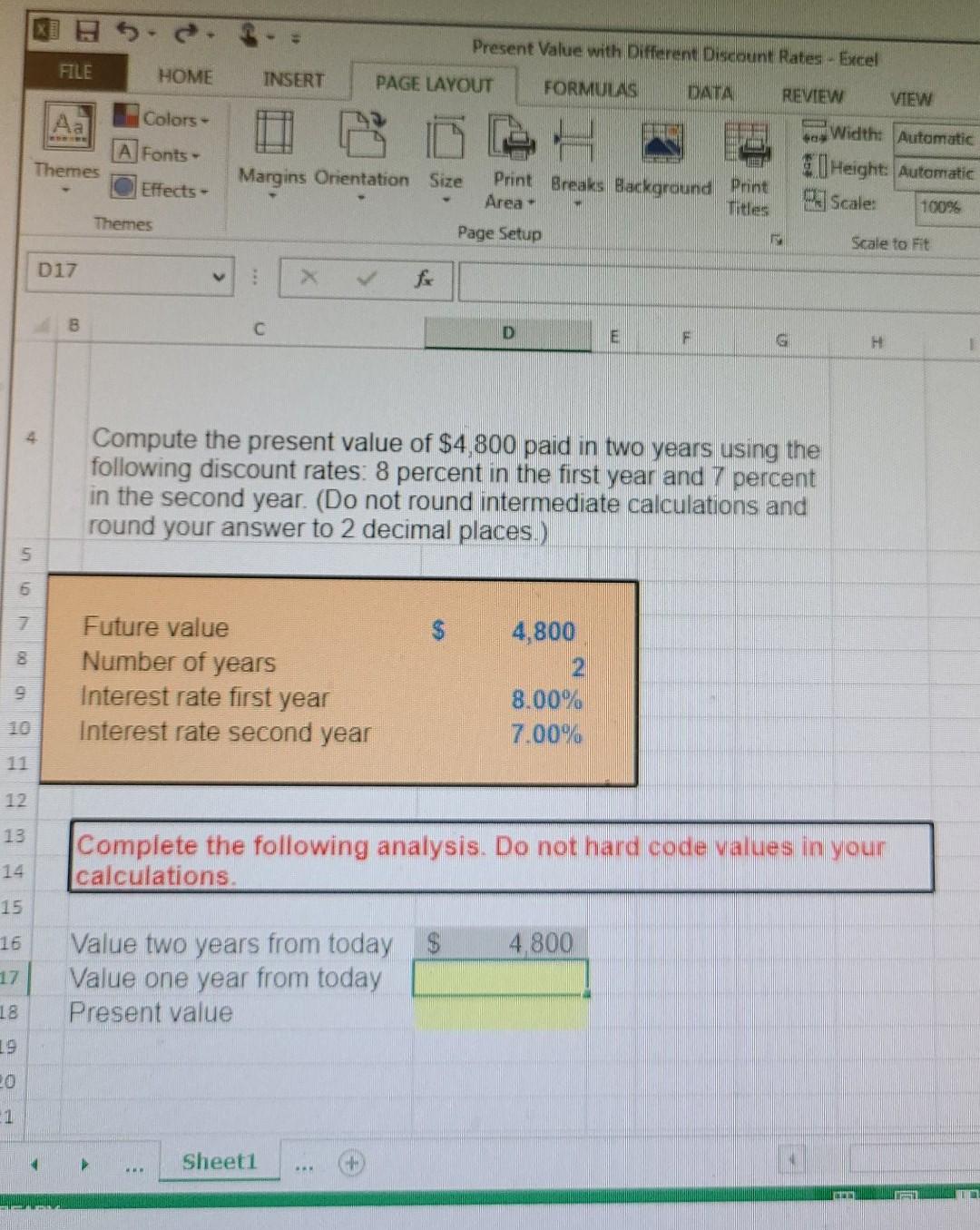 Solved 日ち Present Value with Different Discount Rates - | Chegg.com