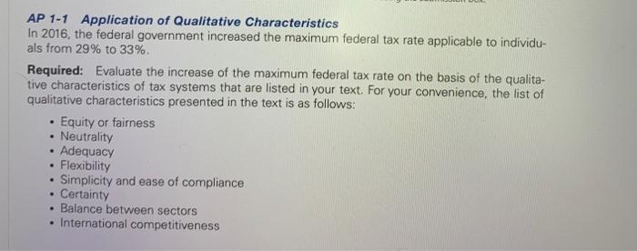 Solved AP 1-1 Application of Qualitative Characteristics In | Chegg.com