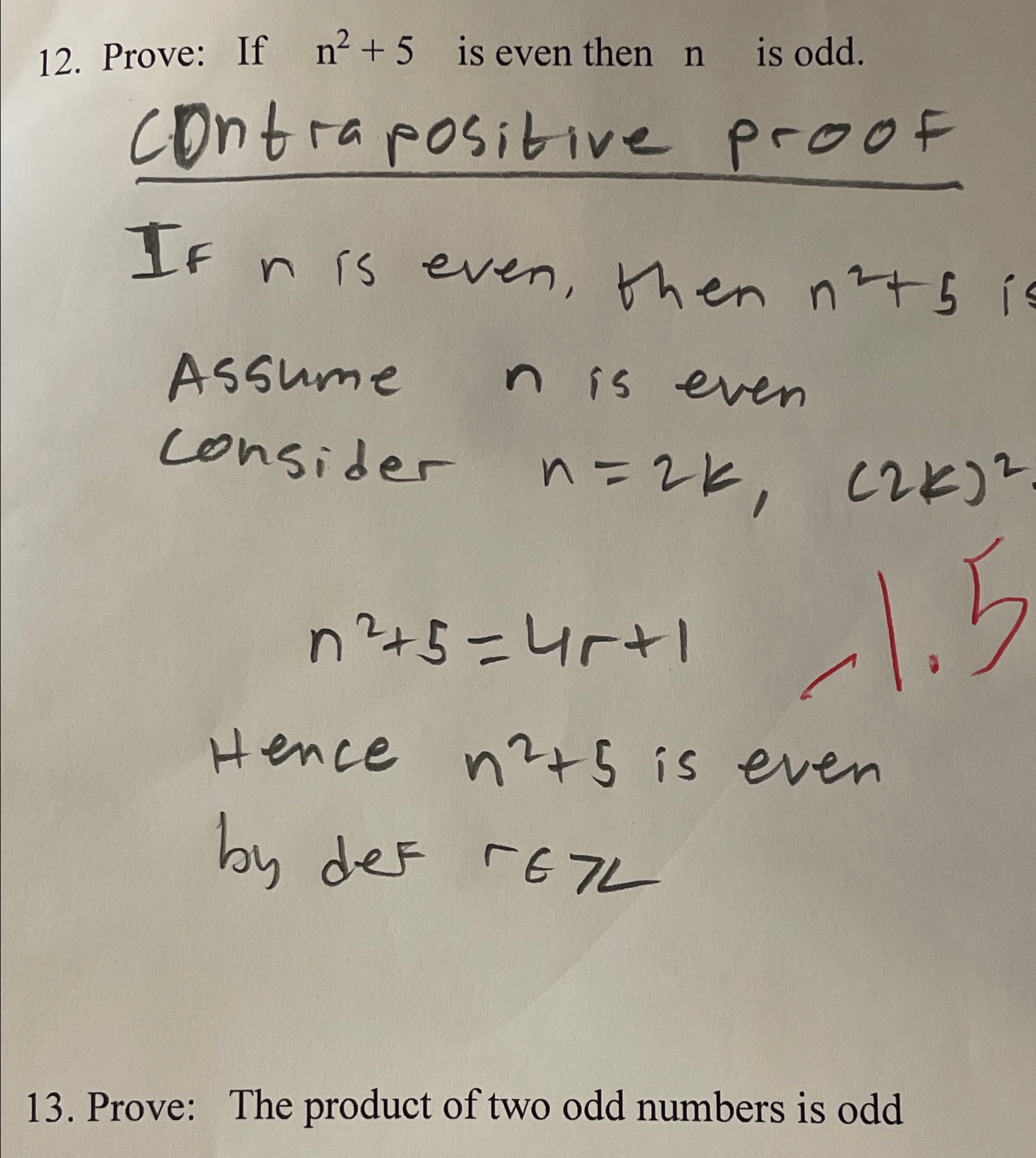 Solved Prove If N25 ﻿is Even Then N ﻿is Oddprove The 