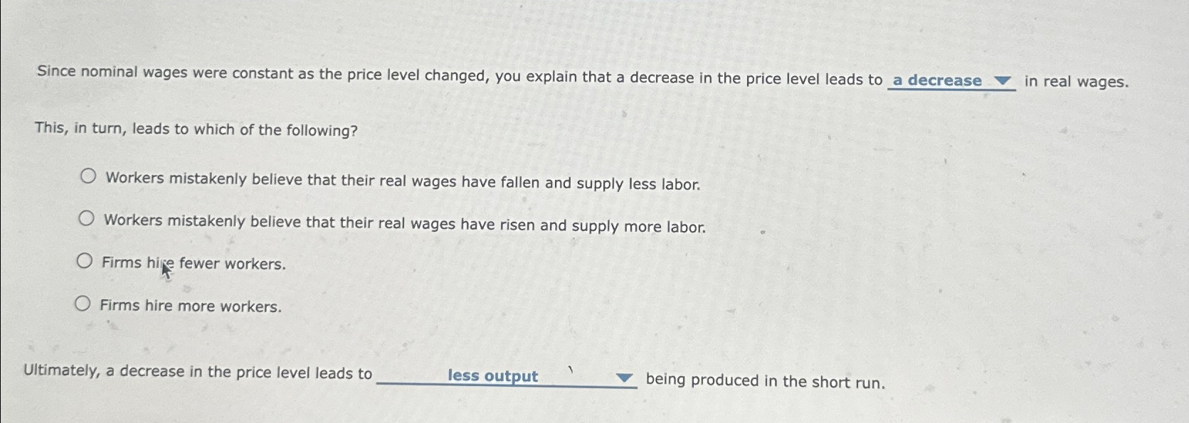 Solved Since nominal wages were constant as the price level | Chegg.com