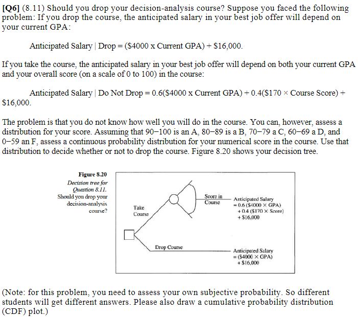 Solved [Q6] (8.11) ﻿Should you drop your decision-analysis | Chegg.com