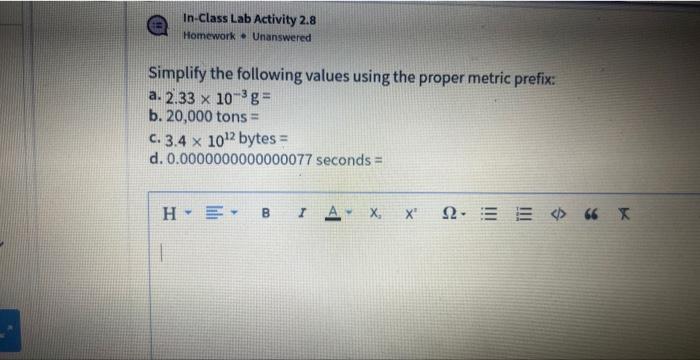 Solved Simplify the following values using the proper metric | Chegg.com