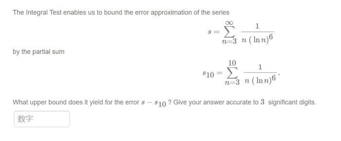 Solved The Integral Test enables us to bound the error | Chegg.com