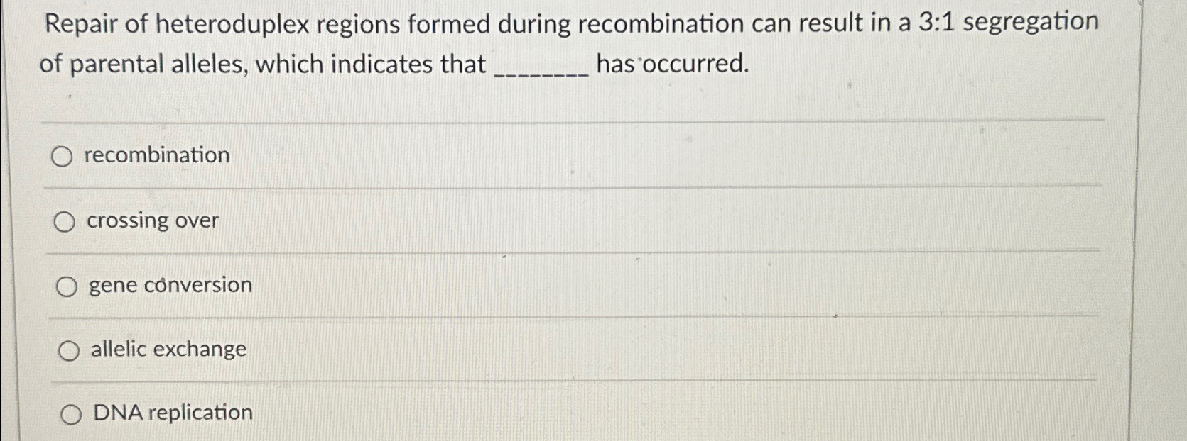 Solved Repair of heteroduplex regions formed during | Chegg.com