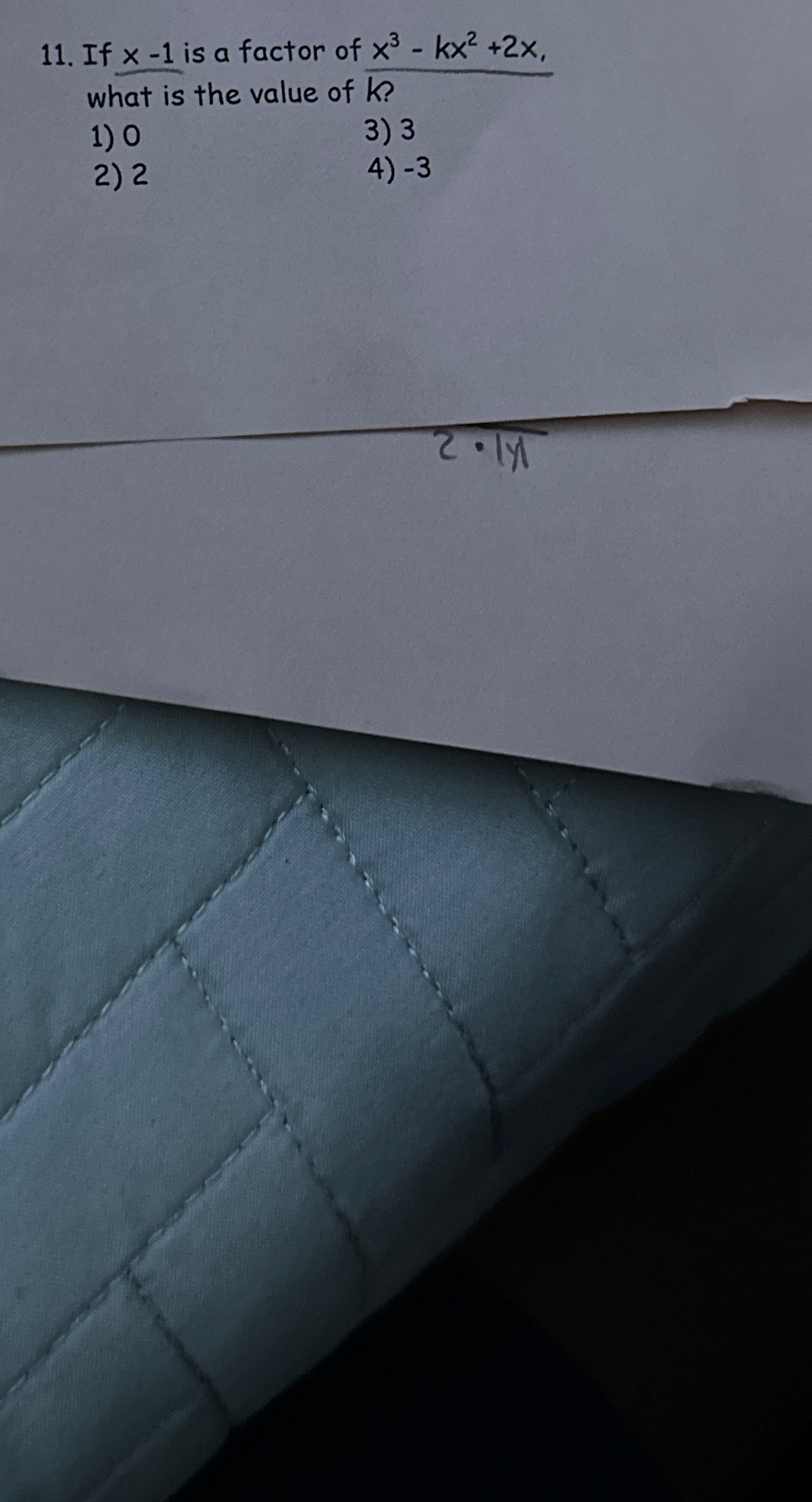 Solved If x-1 ﻿is a factor of x3-kx2+2x, ﻿what is the value | Chegg.com