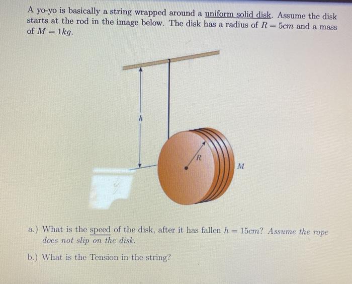 Solved A yo-yo is basically a string wrapped around a | Chegg.com