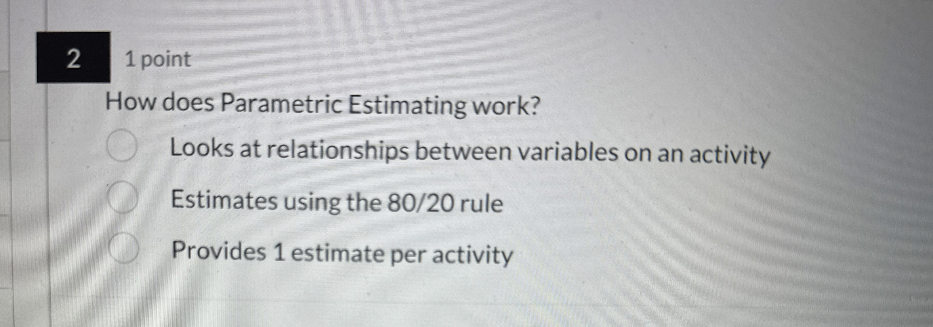 Solved 2 1 ﻿pointhow Does Parametric Estimating Worklooks
