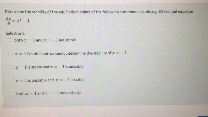 Solved Determine the stability of the equilibrium points of | Chegg.com
