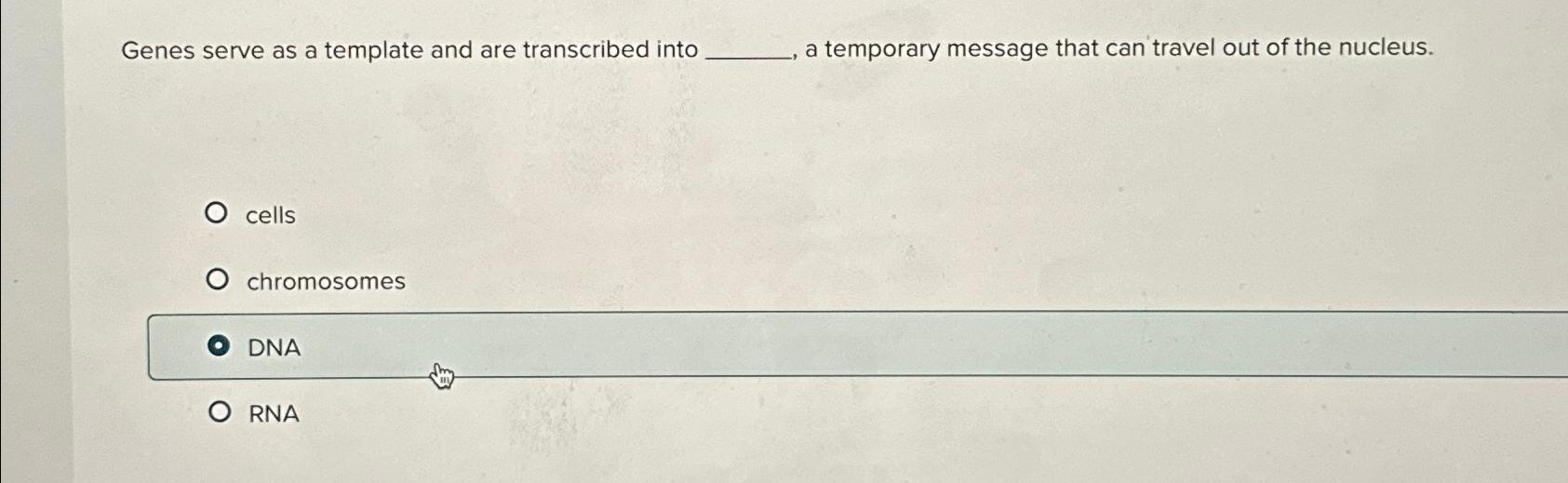 Solved Genes serve as a template and are transcribed into a | Chegg.com