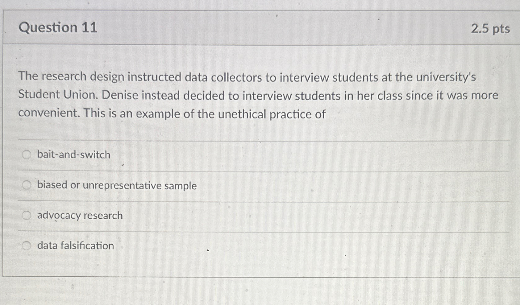 Solved Question 112.5ptsThe research design instructed data | Chegg.com