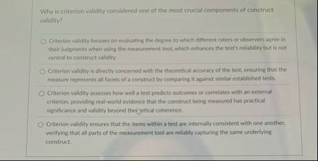 Solved Why is criterion validity considered one of the most | Chegg.com