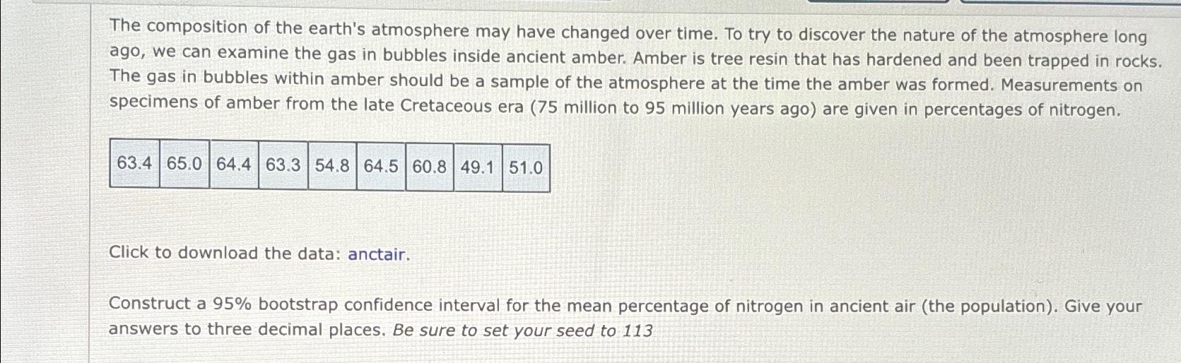 Solved The composition of the earth's atmosphere may have | Chegg.com