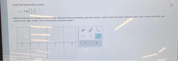 Solved Graph the trigonometric function. y=−3tan(21x) Start | Chegg.com