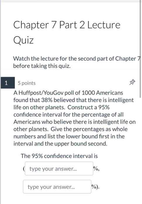 Solved Chapter 7 Part 2 Lecture Quiz Watch the lecture for | Chegg.com