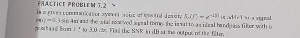 Solved PRACTICE PROBLEM 7.2In a given communication system, | Chegg.com