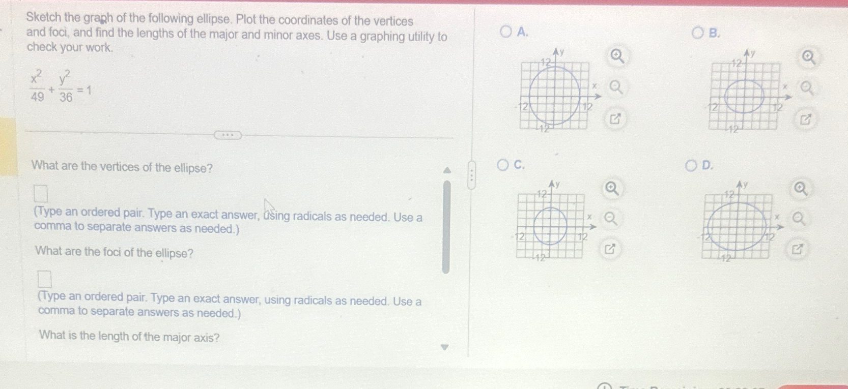 Solved Sketch the graph of the following ellipse. Plot the | Chegg.com