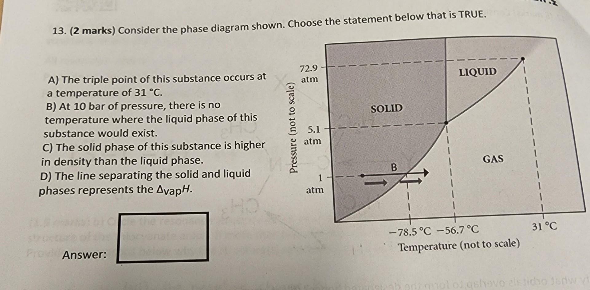 Solved 13. (2 marks) Consider the phase diagram shown. | Chegg.com