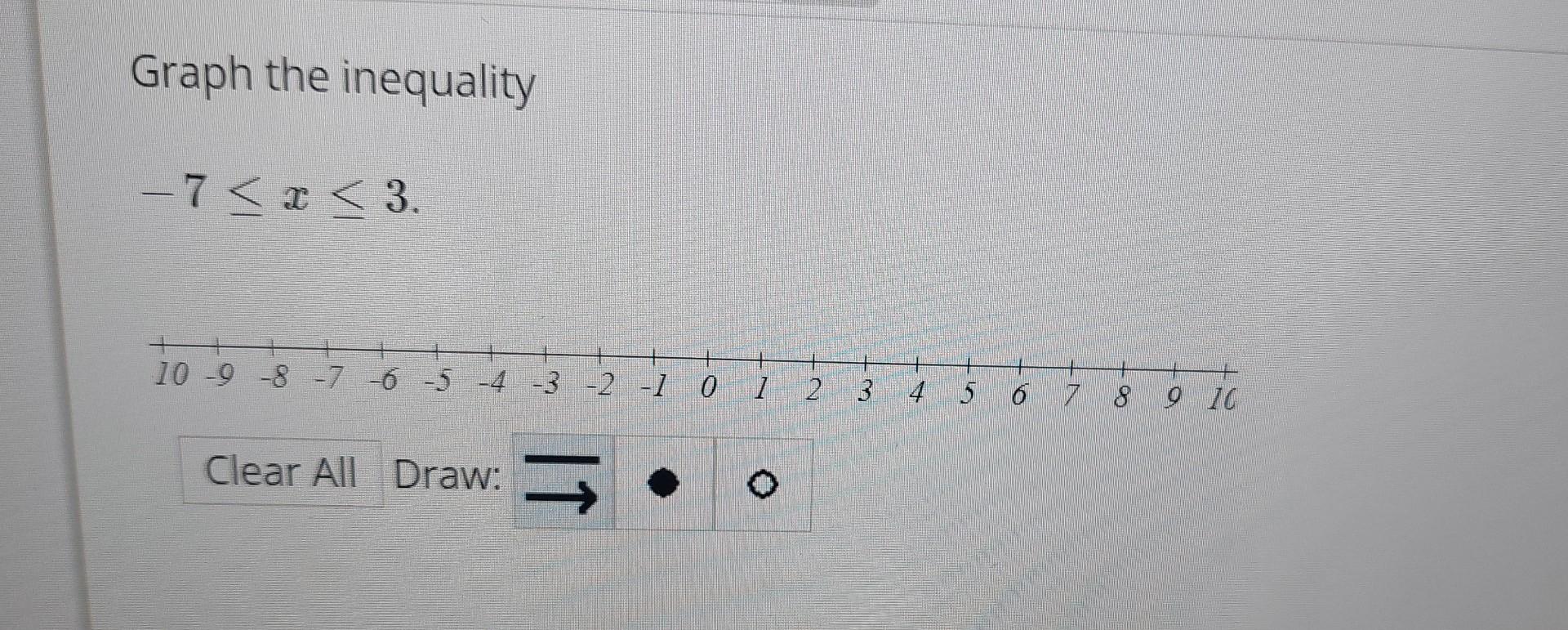 Solved Graph the inequality −7≤x≤3 | Chegg.com