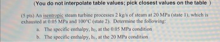 Solved (You do not interpolate table values; pick closest | Chegg.com