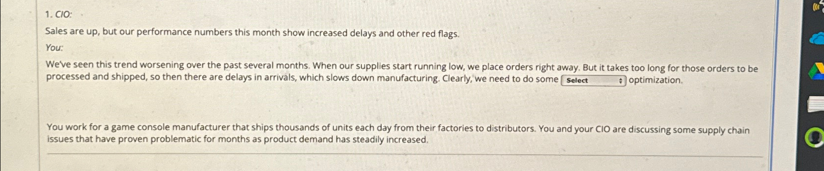 Solved ClOSales are up, ﻿but our performance numbers this | Chegg.com