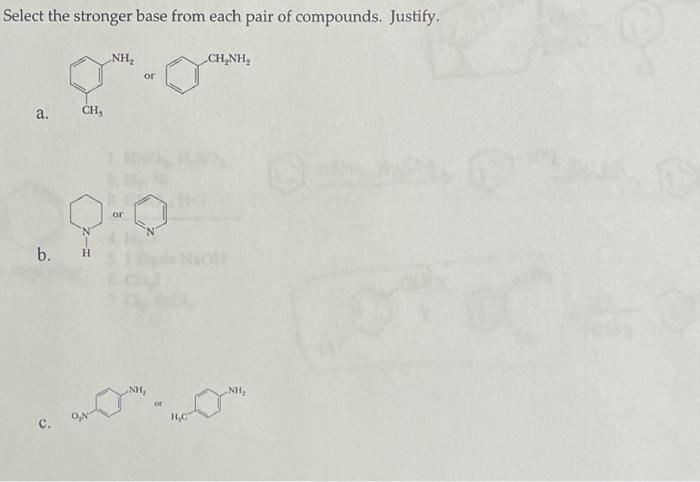 Solved Select the stronger base from each pair of compounds. | Chegg.com