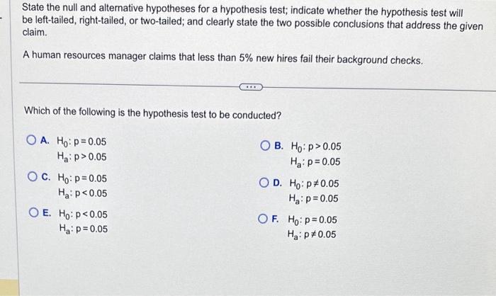 Solved State the null and alternative hypotheses for a | Chegg.com