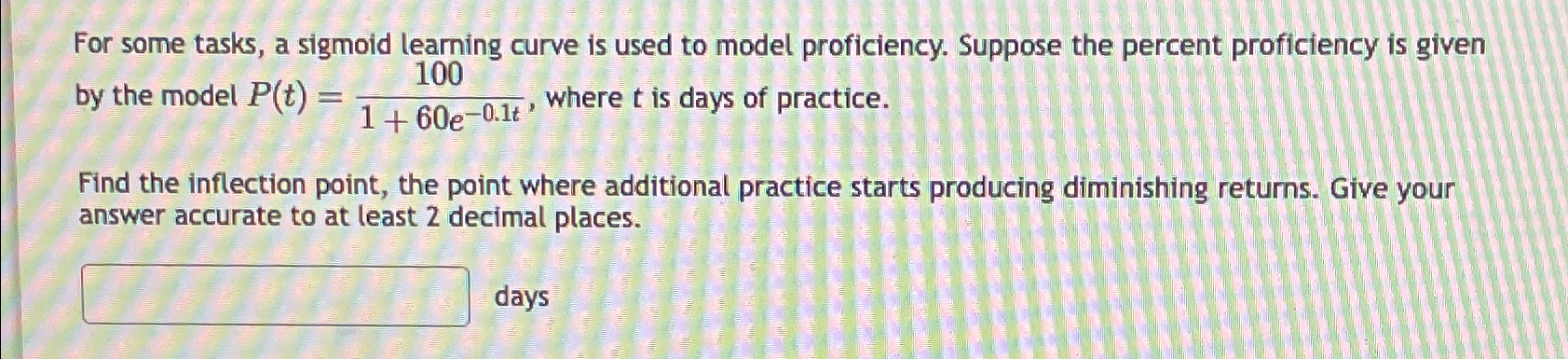 Solved For some tasks, a sigmoid learning curve is used to | Chegg.com